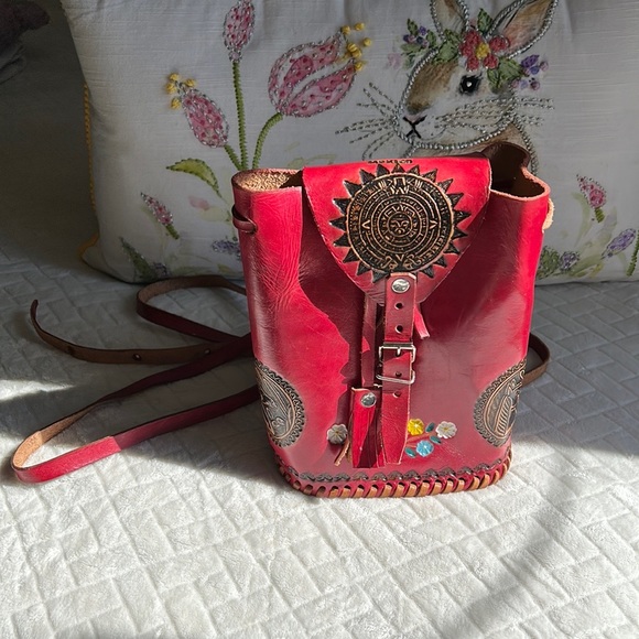 Bags | Handmade Mexican Art Leather Mini Backpack | Poshmark
